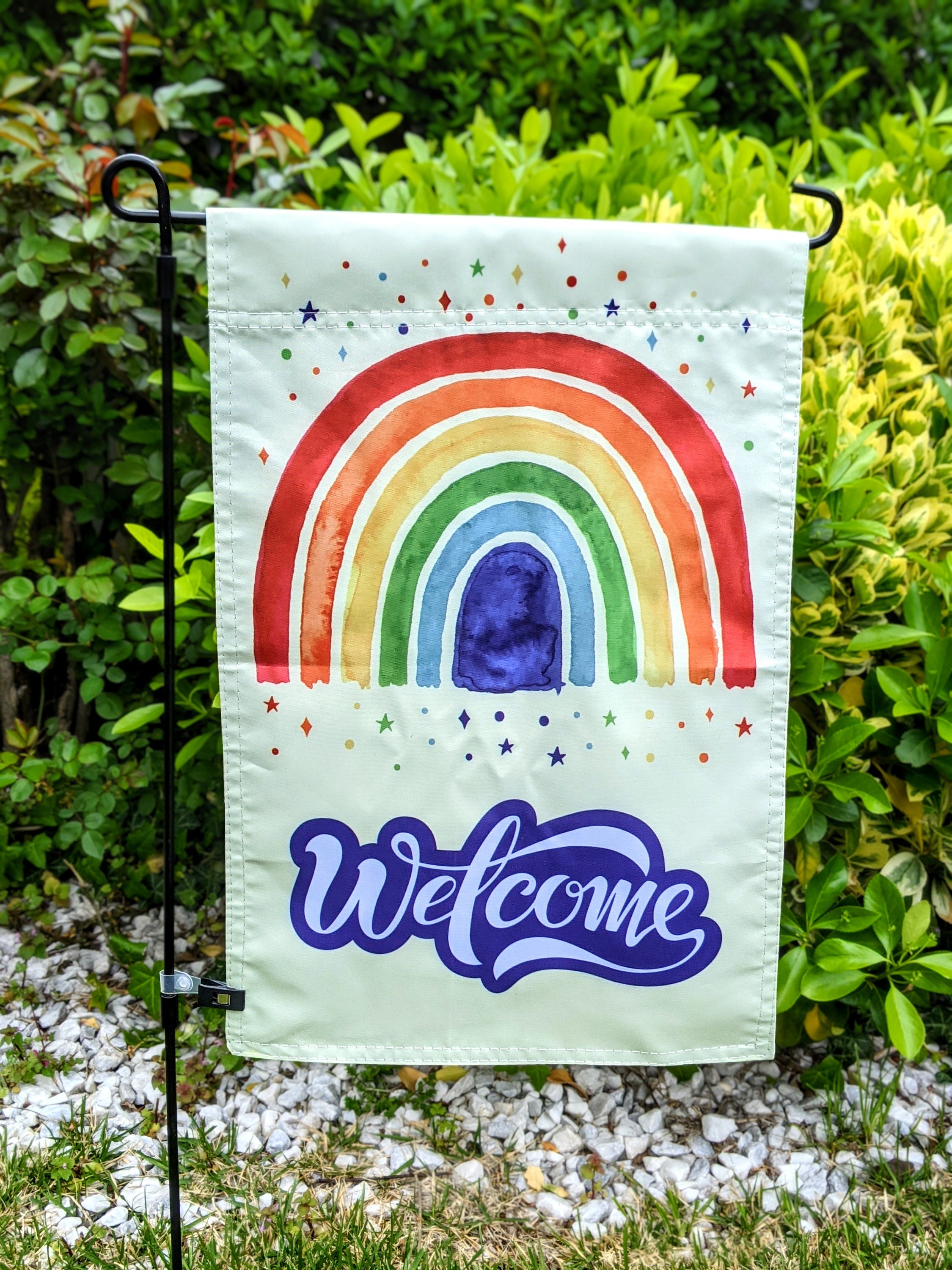 Rainbow Welcome Flag Yard Flag 12x18 Double Sided Flag for - Etsy