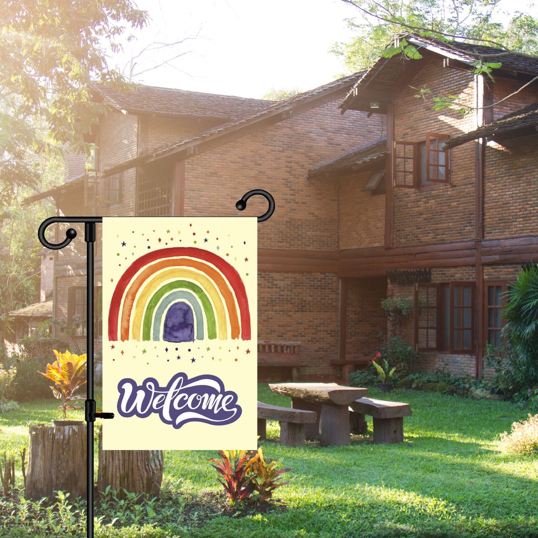 Rainbow Welcome Flag Yard Flag 12x18 Double Sided Flag for School ...