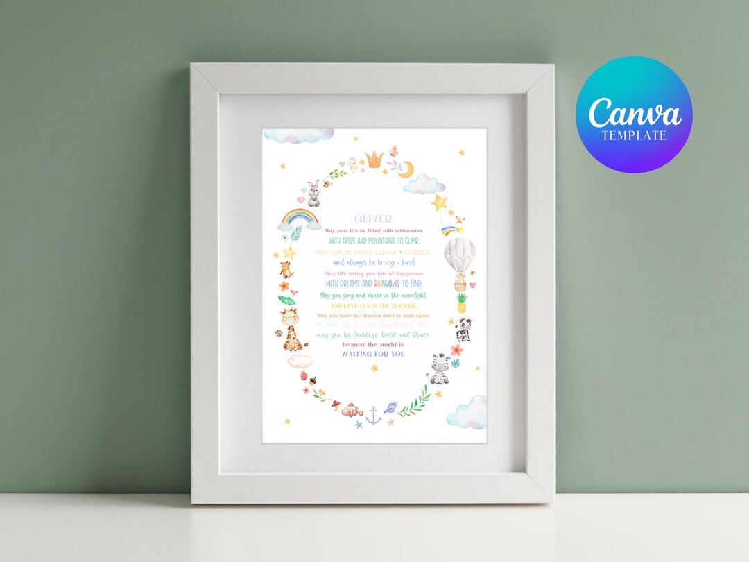 EDITABLE PRINT New Baby Birth Poem Printable Template Baby Girl Boy ...