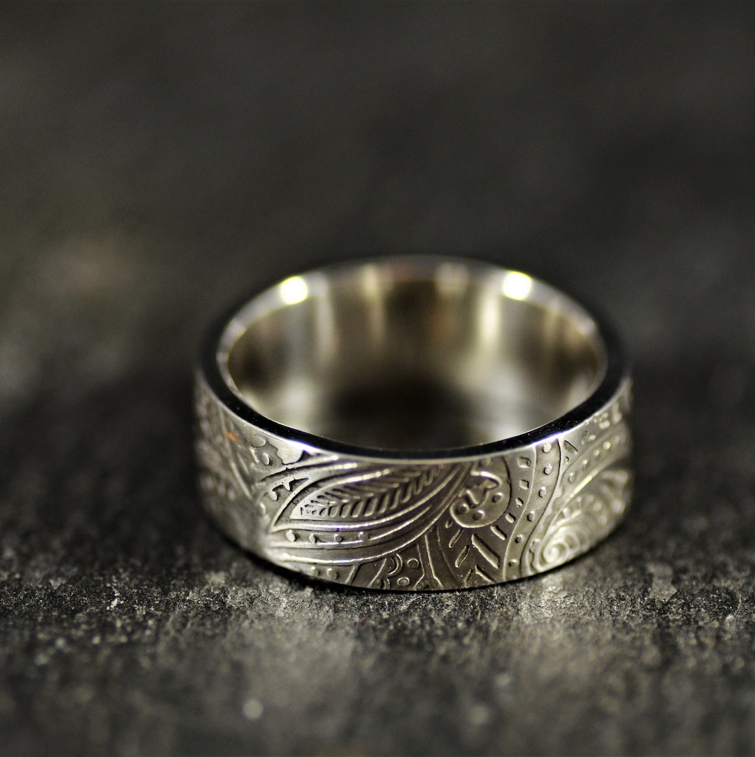 Paisley Sterling Silver Ring 8mm Wide | Personalised Ring, Eternity ...