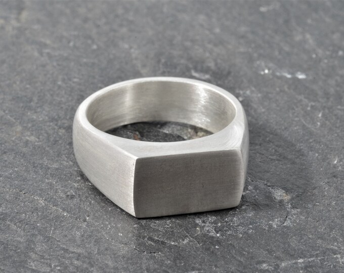 Rectangle Signet Ring, Size R | Mens Silver Ring, Womens Silver Ring ...