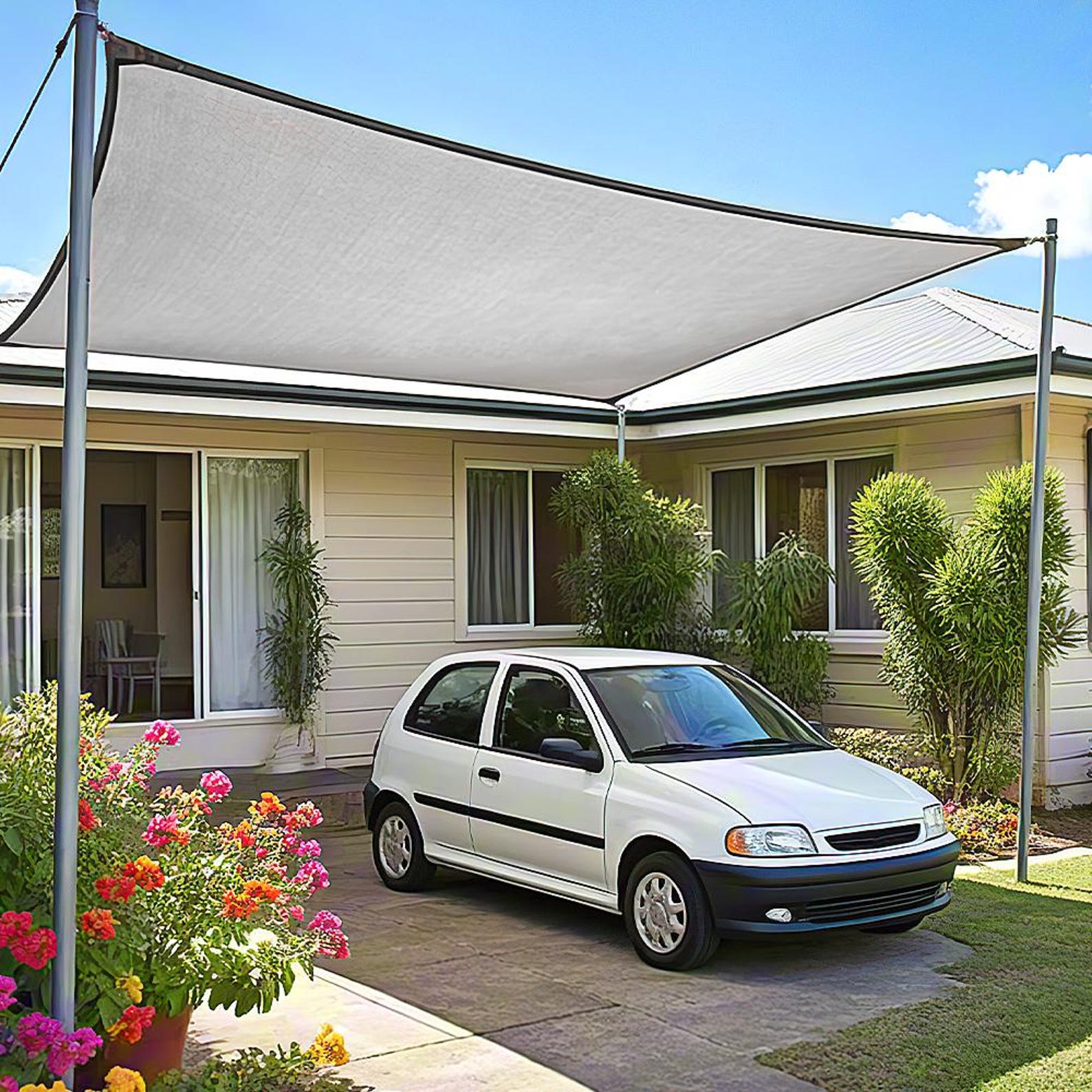 Custom Size Shade Sail - Waterproof & UV Block 95% - Quad Rectangle ...