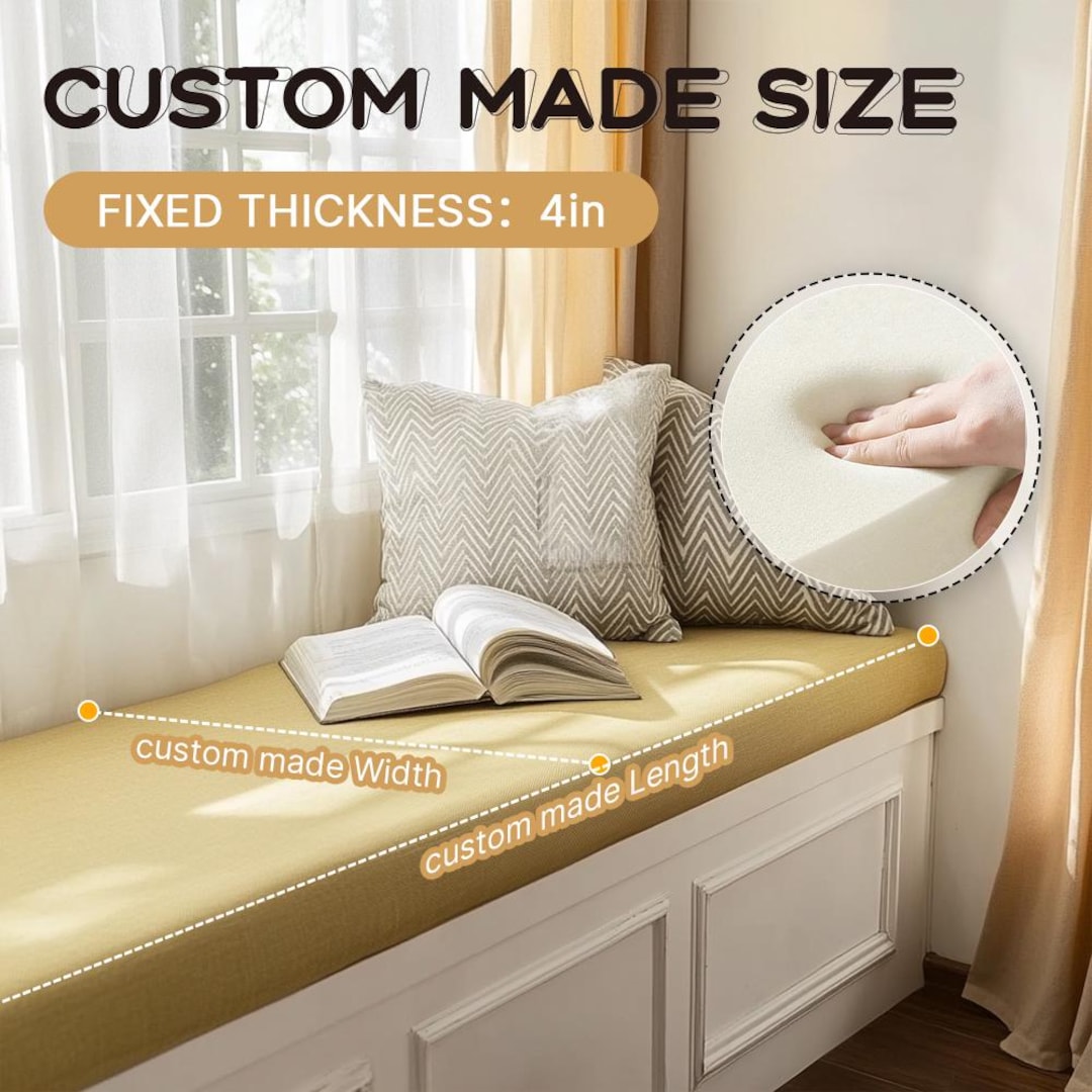 4 Inches Thick, Custom Bench Cushion, Custom Outdoor Cushion, Indoor ...