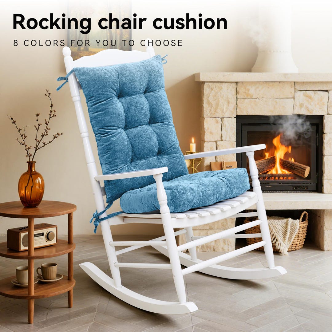 Non-slip High Back Rocking Chair Cushion - Tufted Indoor Outdoor Pad ...