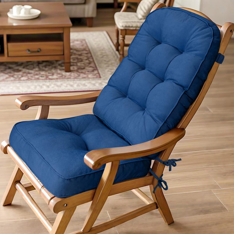 Luxury Rocking Chair Cushion Ergonomic High Back Support | Double Welt ...