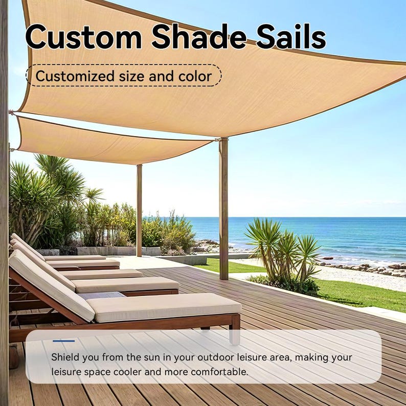 Custom Size Shade Sail - Waterproof & UV Block 95% - Quad Rectangle ...