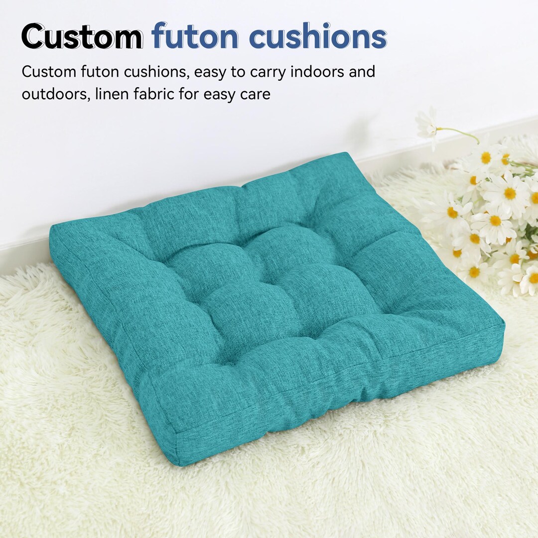 Square Floor Cushion - Handwoven Cotton & Linen Pouf - Custom Colors ...
