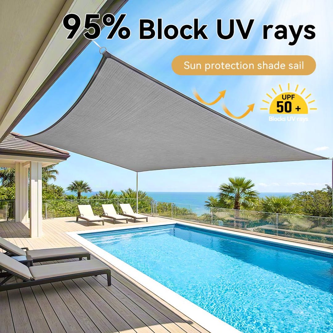 Custom Size Shade Sail - Waterproof & UV Block 95% - Quad Rectangle ...