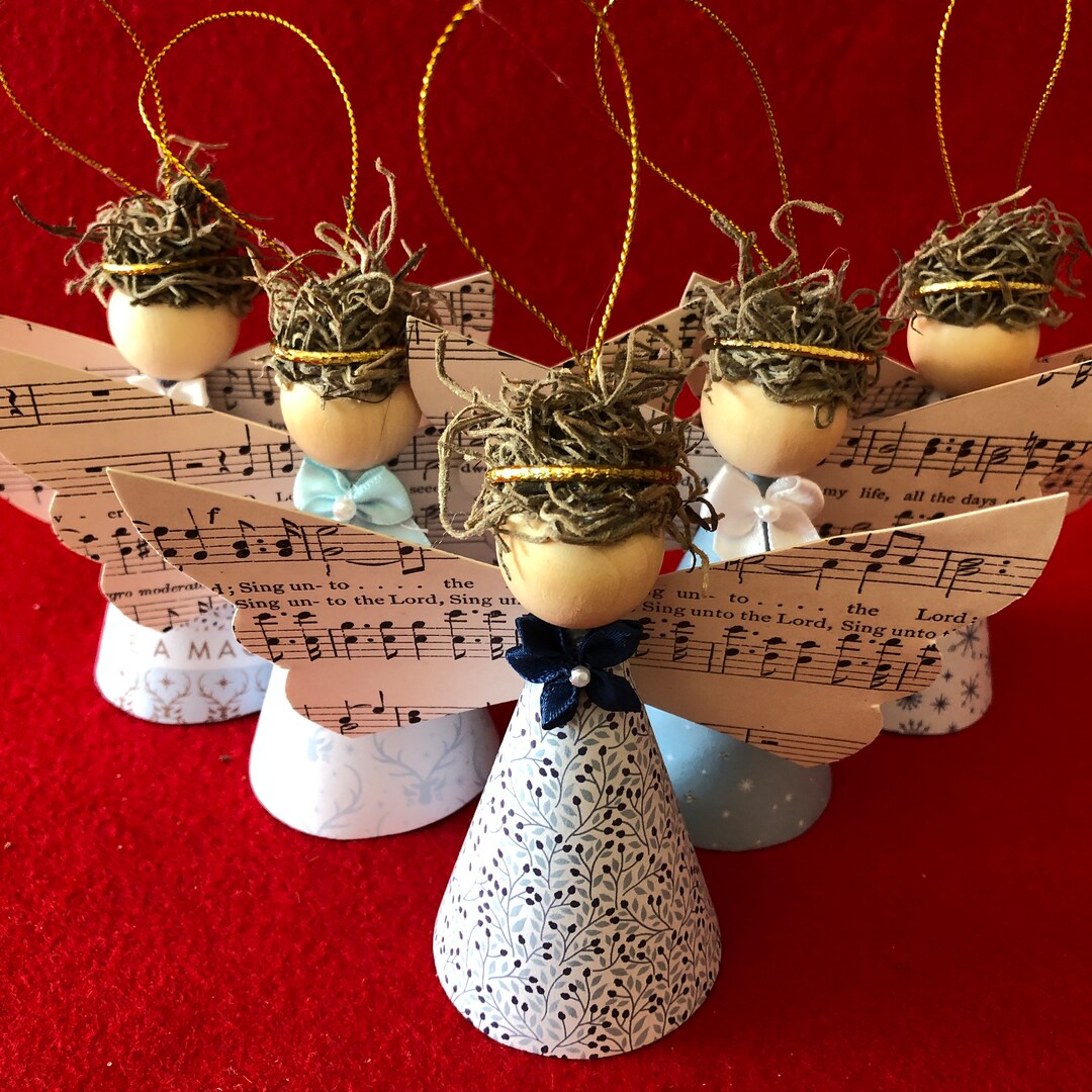 Set of 5 Paper Angel Ornaments - Etsy