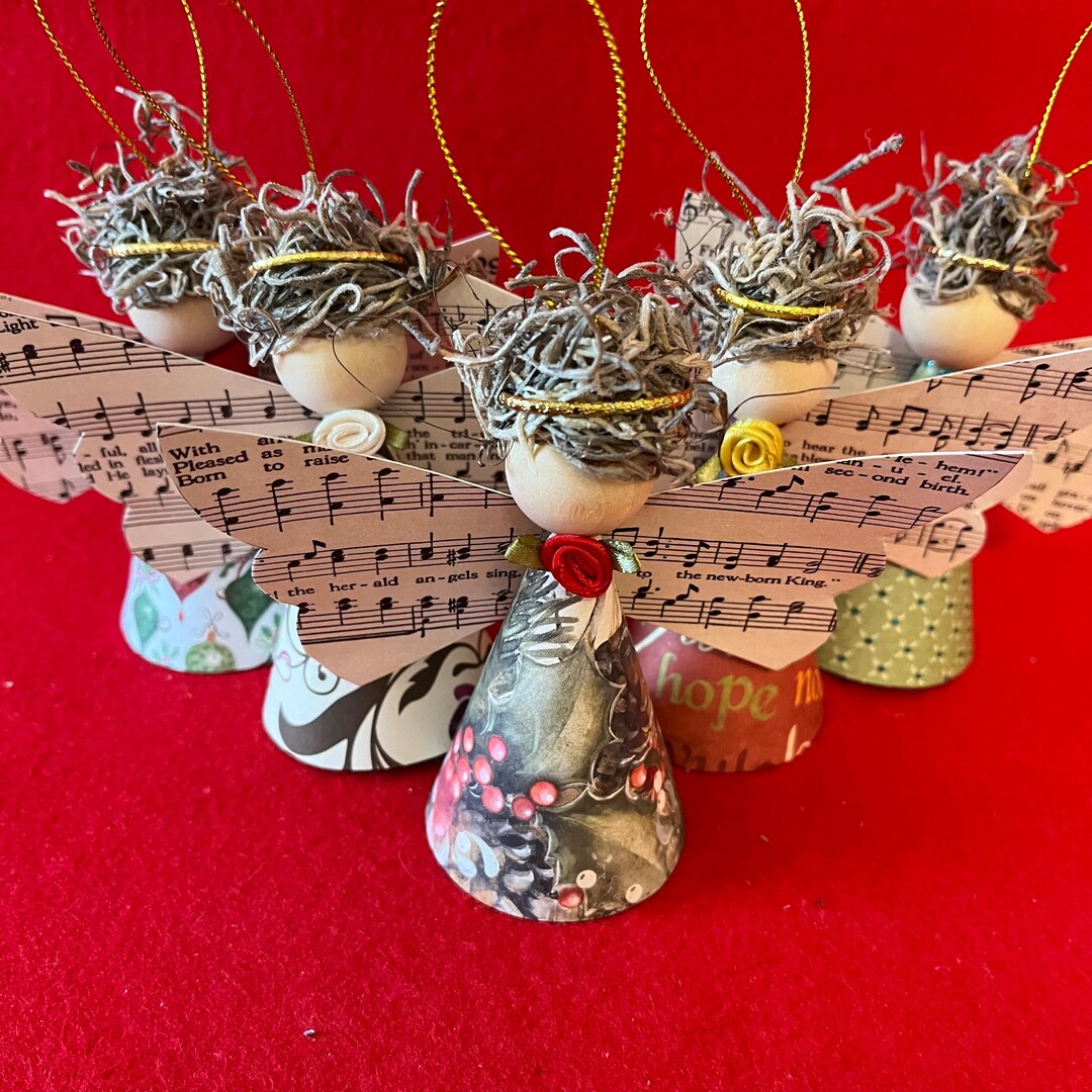 Set of 5 Paper Angel Ornaments - Etsy