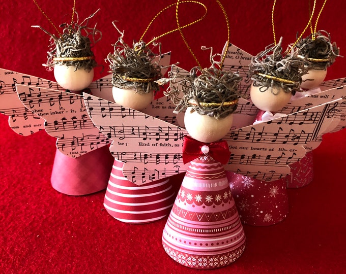 Set of 5 Paper Angel Ornaments - Etsy
