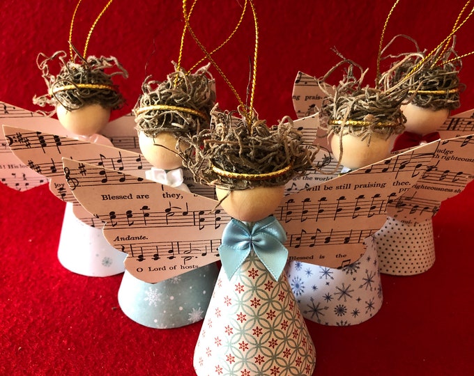 Set of 5 Paper Angel Ornaments - Etsy