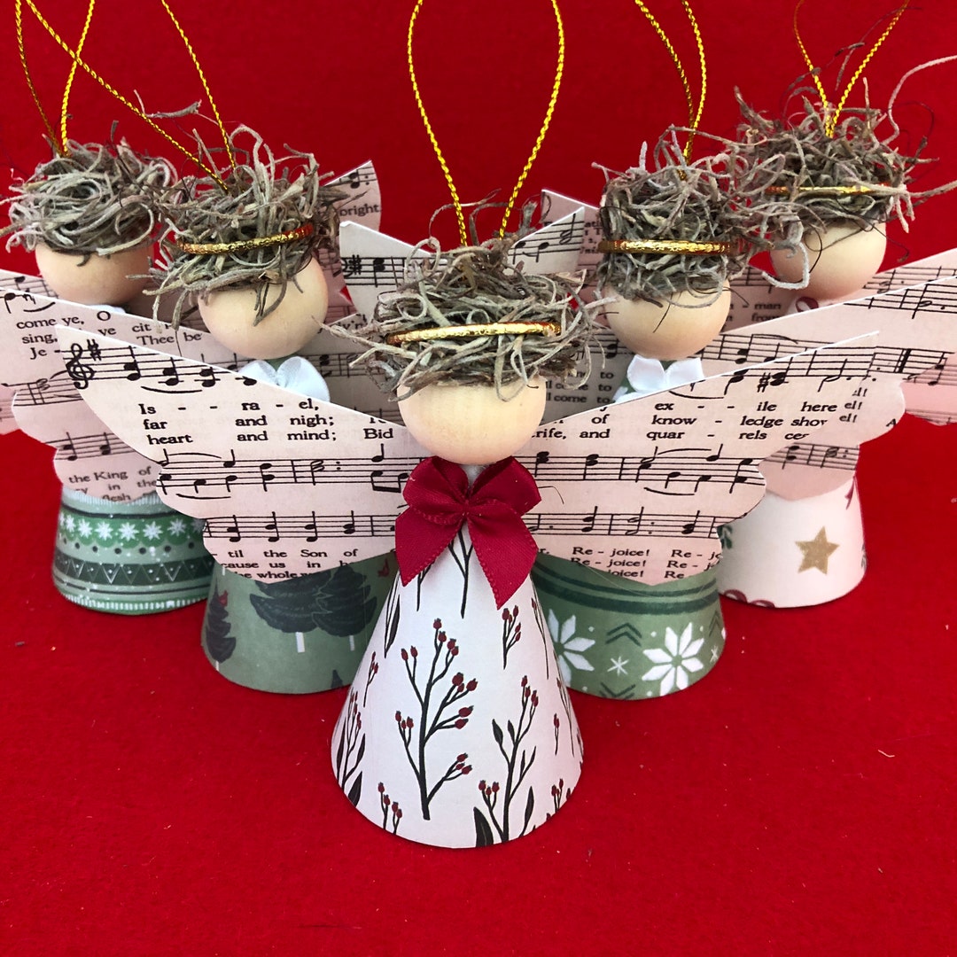 Set of 5 Paper Angel Ornaments - Etsy