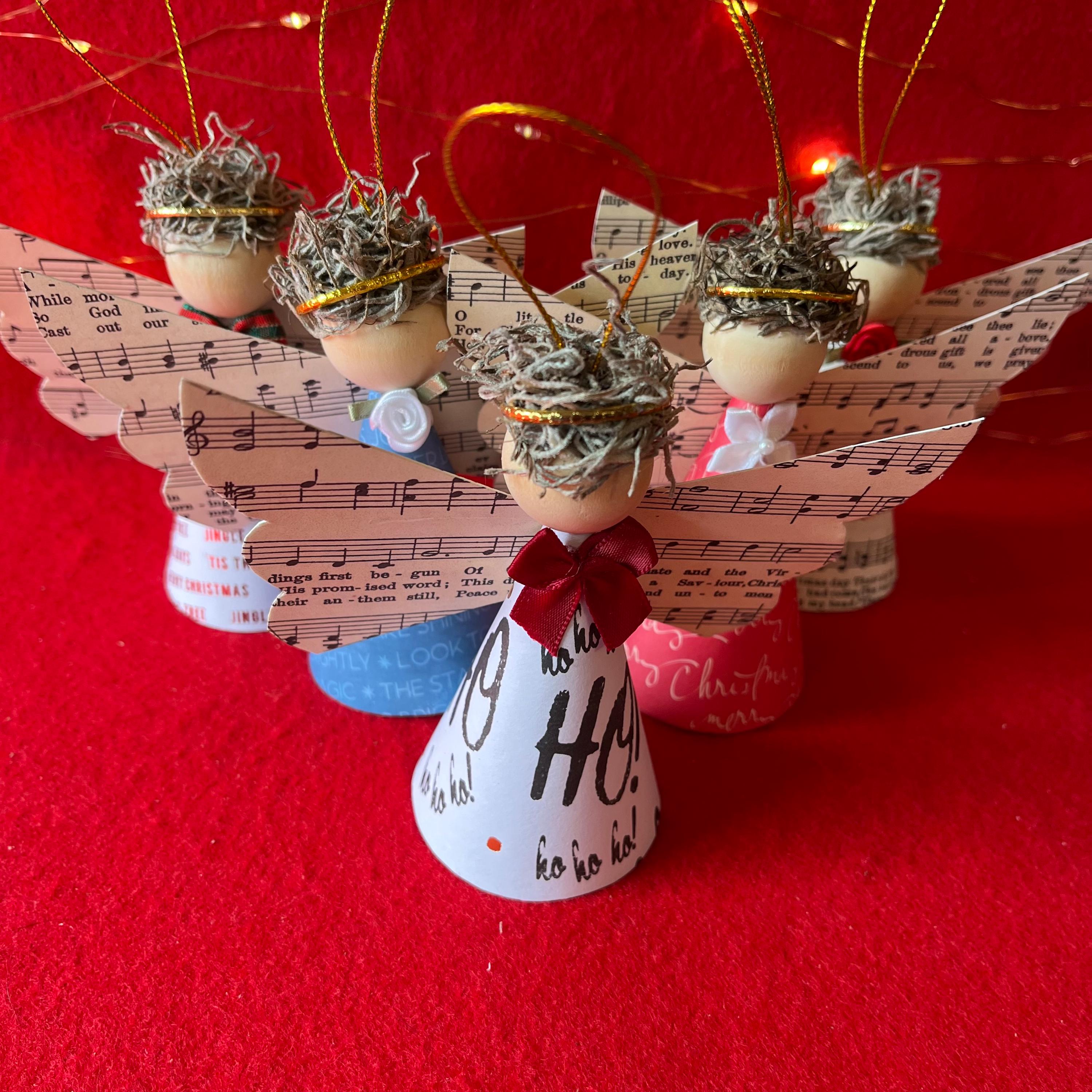 Set of 5 Paper Angel Ornaments - Etsy