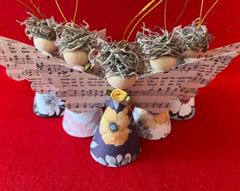 Set of 5 Paper Angel Ornaments - Etsy