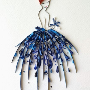 Ball Gown Dress Girls Room Decor, Quilled Dress, Fashion Line Wall Art ...