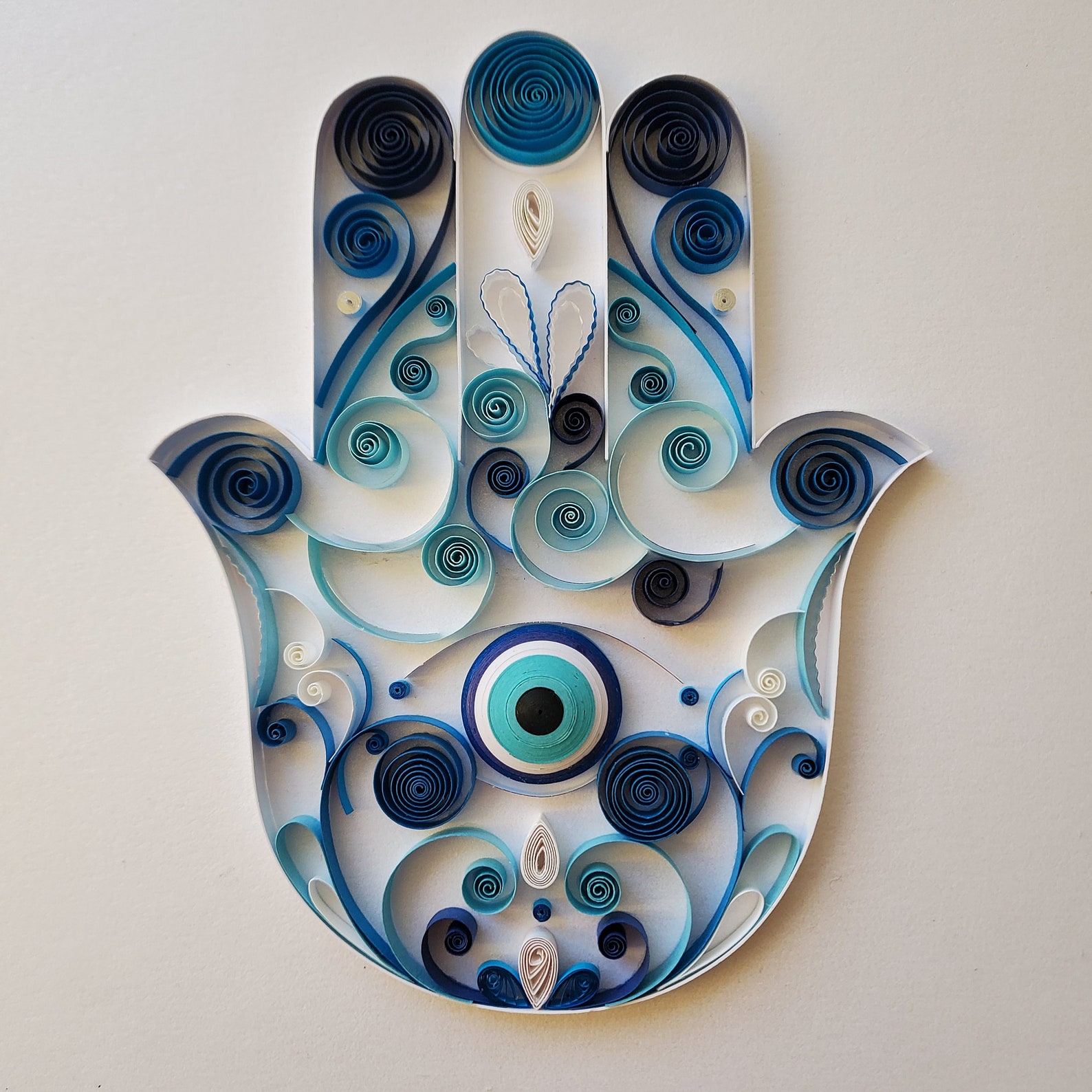Hamsa Hand Paper Craft, Hand of Fatima, Handmade Quilling Wall Art ...