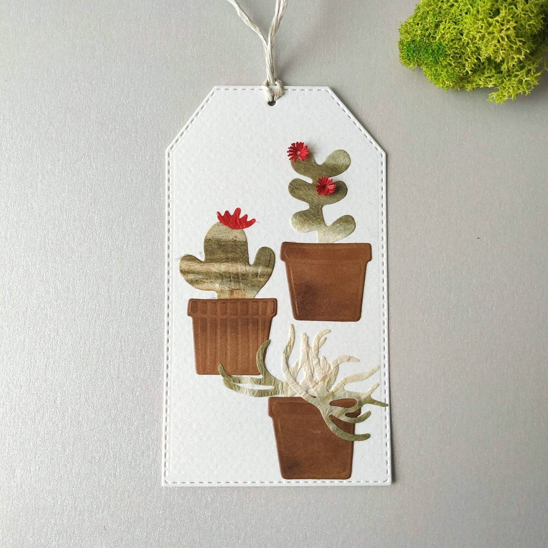 5 Cactus Gift Tags, Cactus Plants in a Pot Tags, Set of 5 Cactus Tags ...