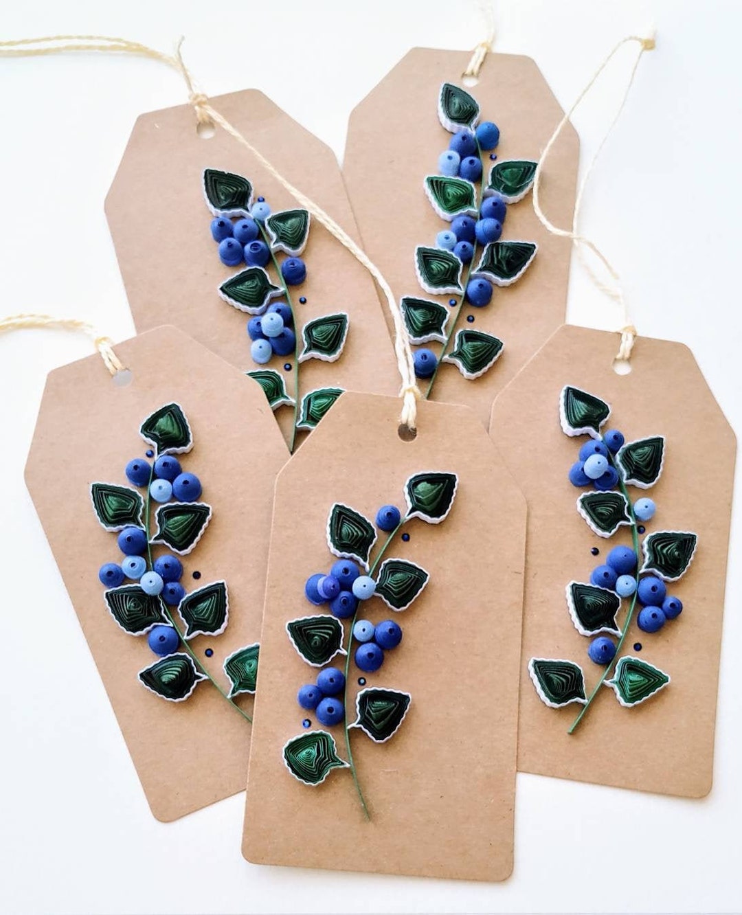 Handmade Blueberry Tags, Tags for Presents, Gift Wrapping Tags, Holiday ...