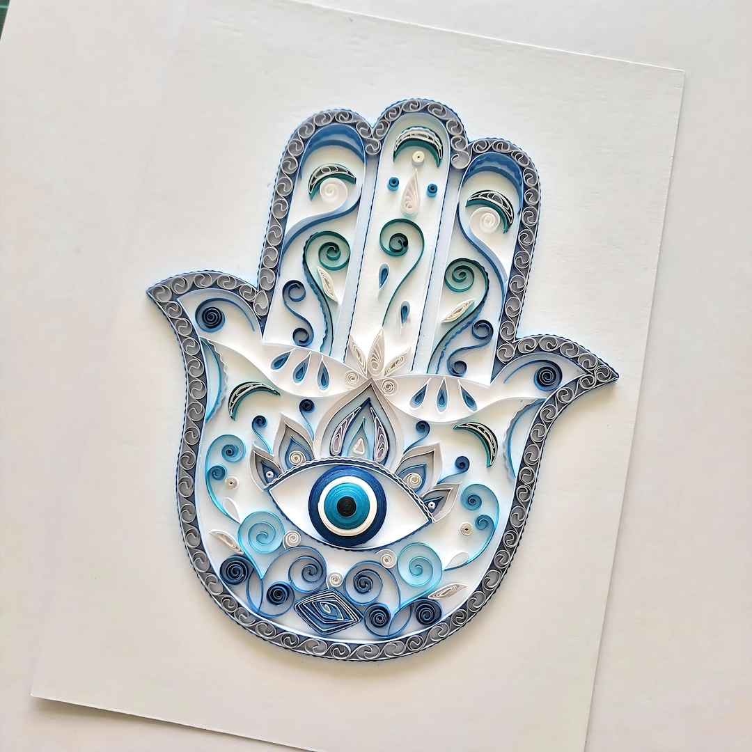 Hamsa Paper Craft, Hand of Fatima, Handmade Quilling Wall Art, Ancient ...