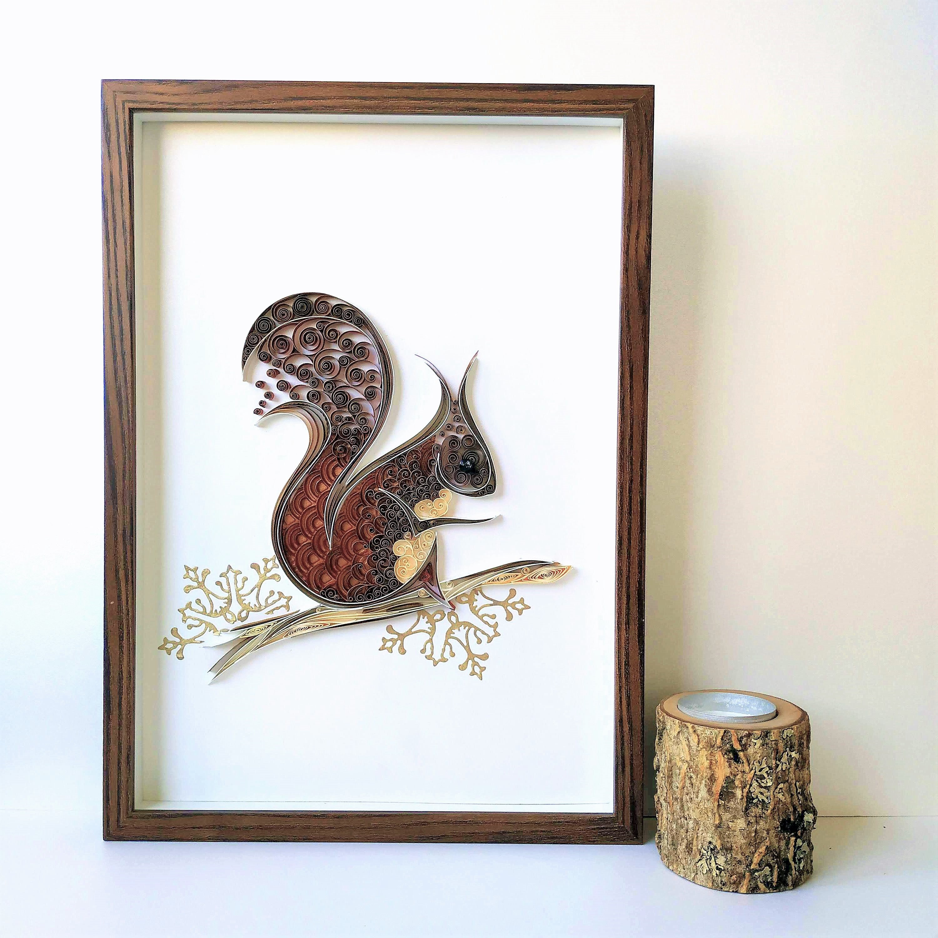Squirrel Quilling Art Wildlife Gift Squirrel Wall Art - Etsy