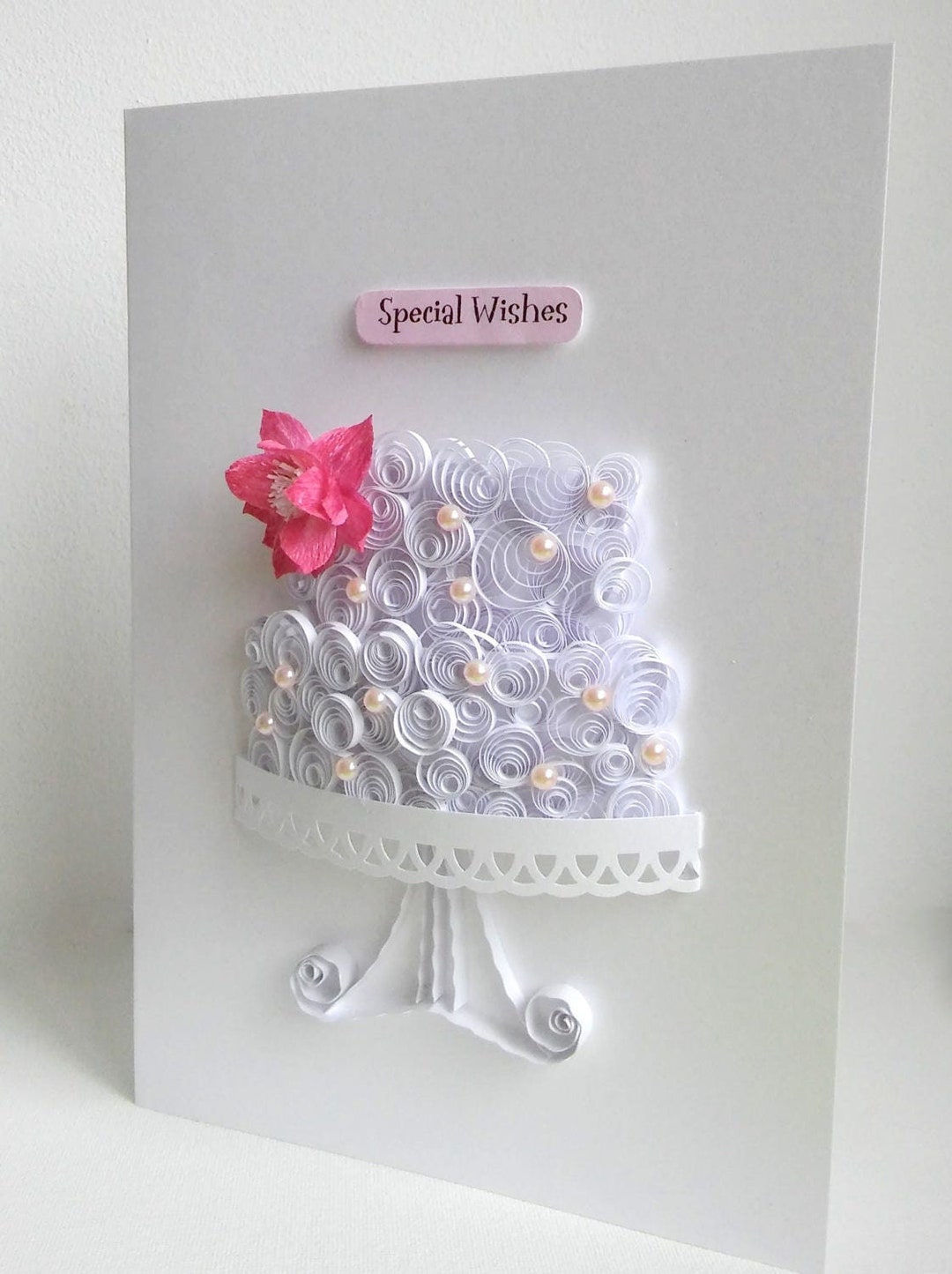 Quilling Wedding Cake Card, Happy Birthday Card, Quilled 3D Cake Card ...