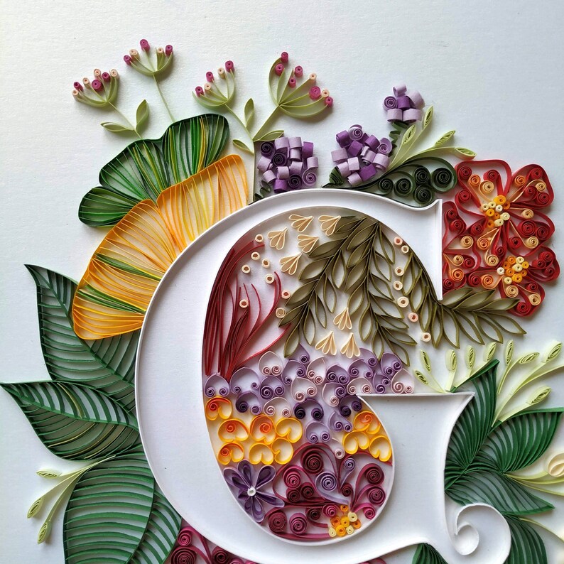 Floral Quilled Letter G: Handmade Paper Art, Framed Initial - Etsy