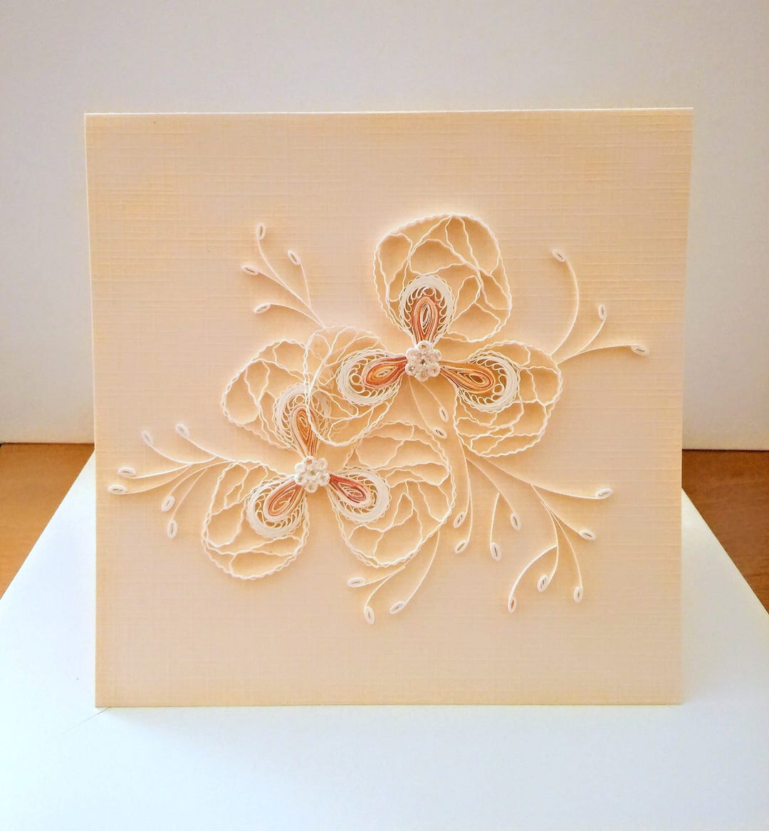 Quilling Card, Quilled Wedding Card, Wedding Peach Card, Wedding Floral ...