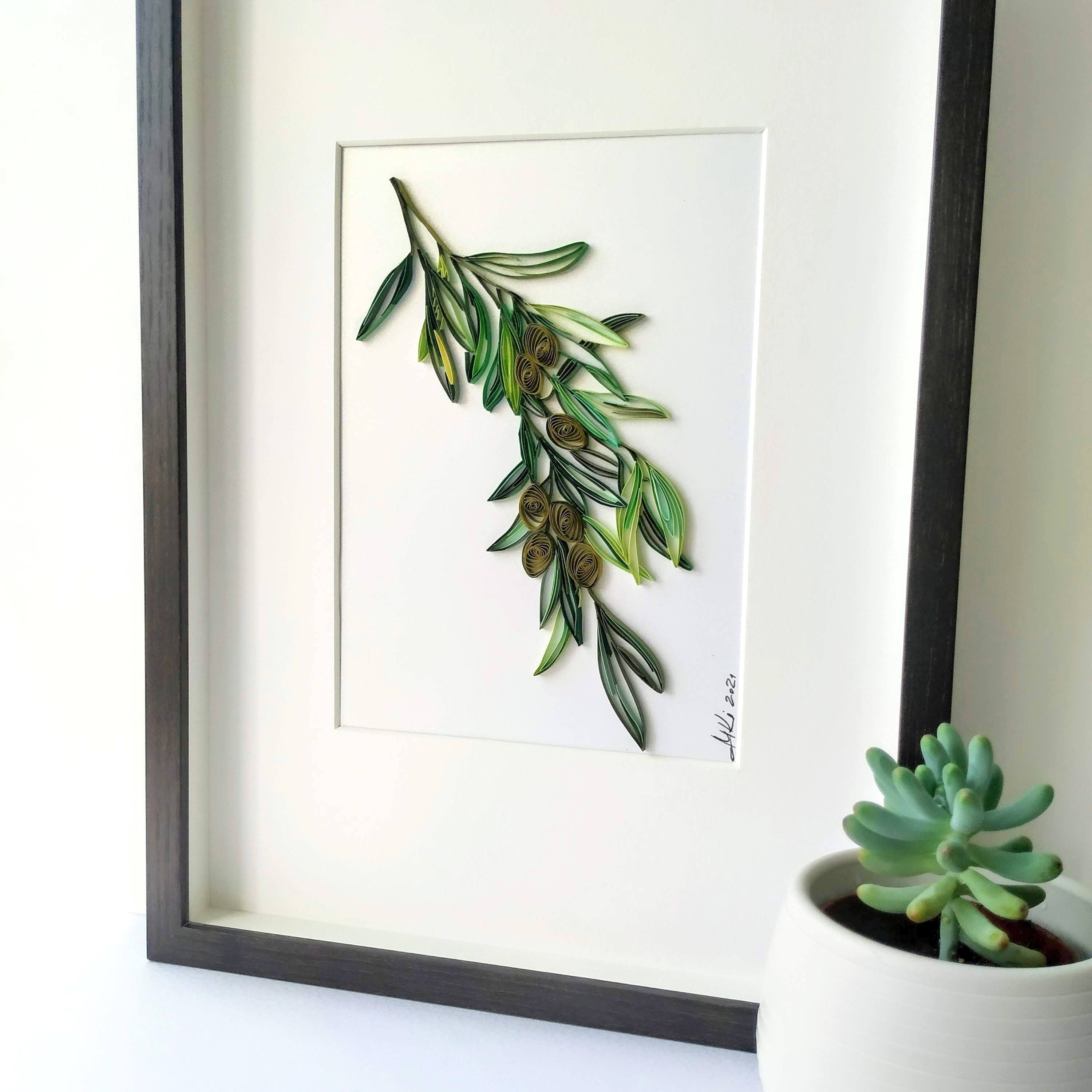 Olive Branch Paper Quilling Wall Art, Botanical Quilling for Presents ...