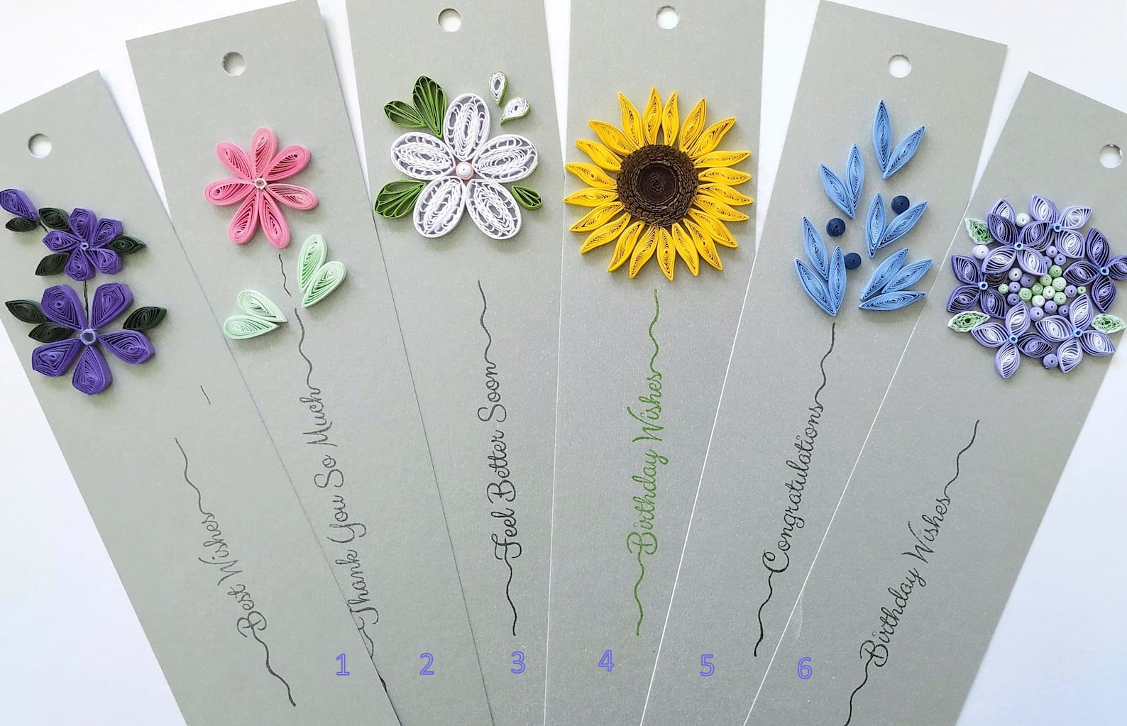 Floral Set of Quilling Bookmarks Paper Flowers on Bookmarks - Etsy