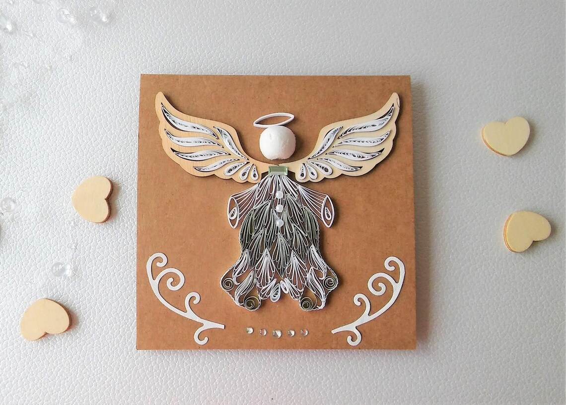 Christmas Angel Card, Handmade Seasonal Quilling, Angel's Wings, Angel ...