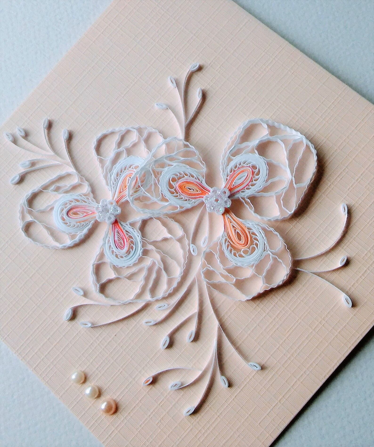 Quilling Card Quilled Wedding Card Wedding Peach Card - Etsy