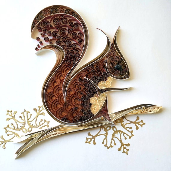 Squirrel Quilling Art Wildlife Gift Squirrel Wall Art - Etsy