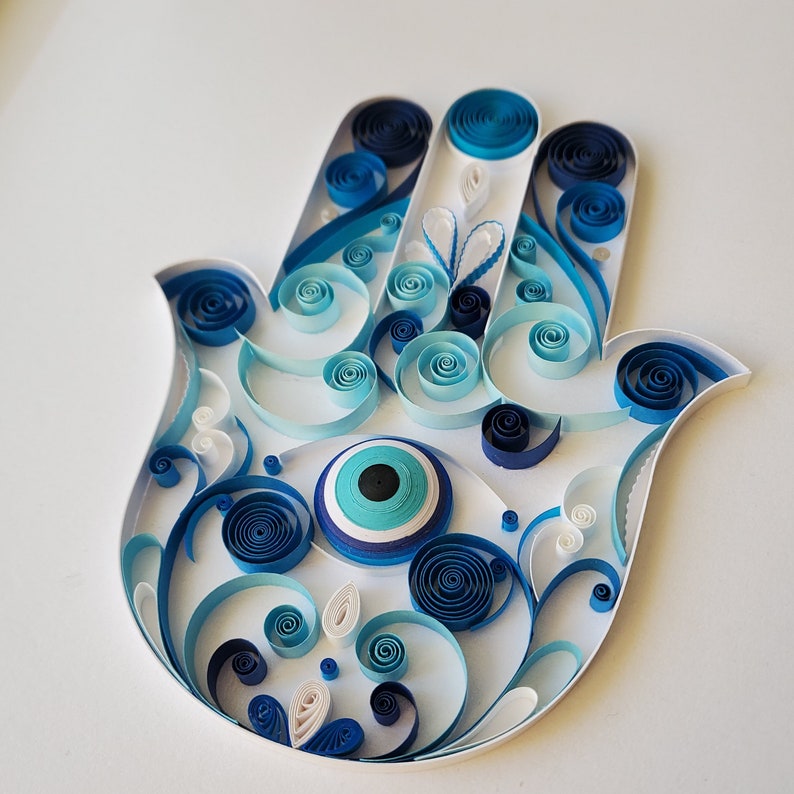 Hamsa Hand Paper Craft, Hand of Fatima, Handmade Quilling Wall Art ...