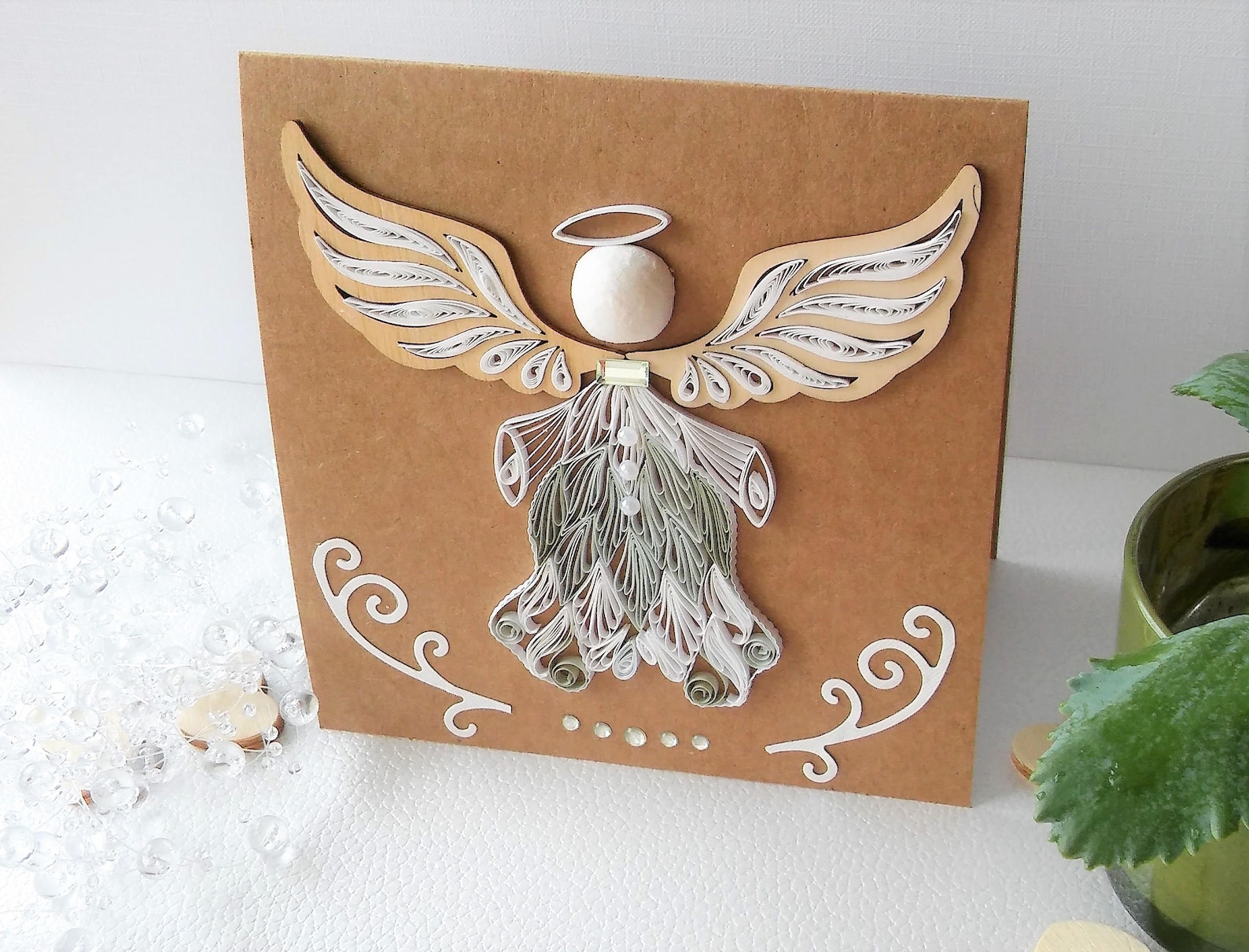 Christmas Angel Card, Handmade Seasonal Quilling, Angel's Wings, Angel ...