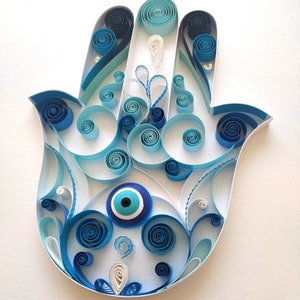 Hamsa Hand Paper Craft, Hand of Fatima, Handmade Quilling Wall Art ...