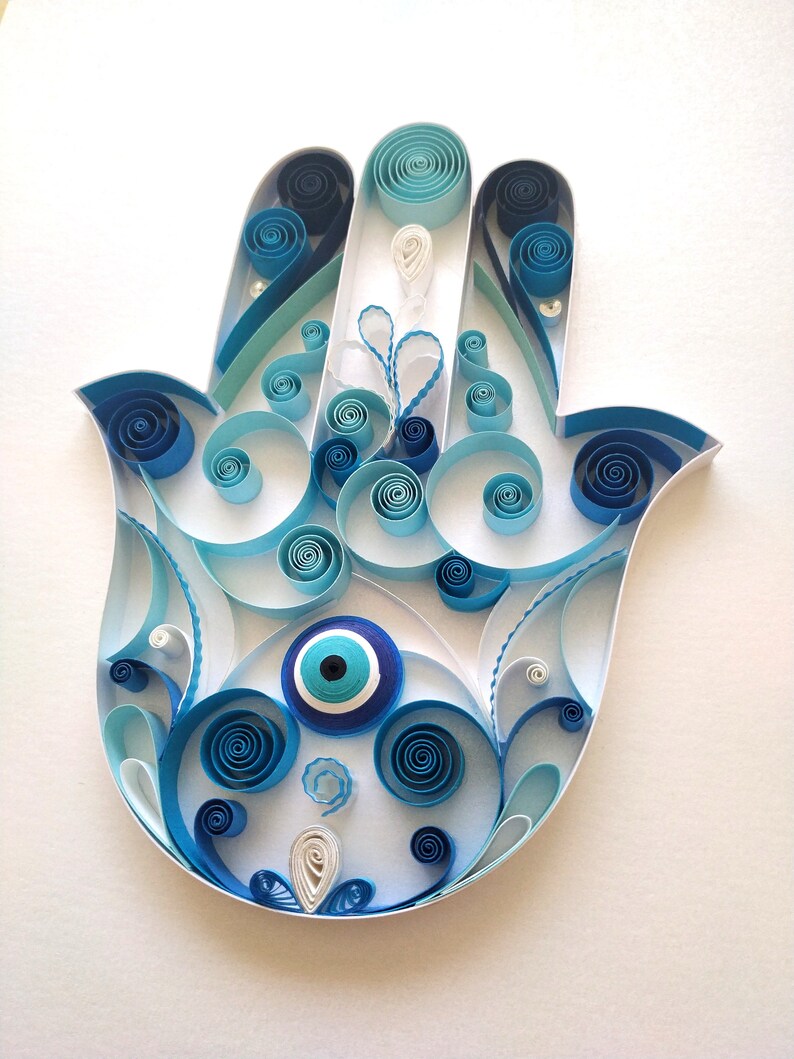 Hamsa Hand Paper Craft, Hand of Fatima, Handmade Quilling Wall Art ...
