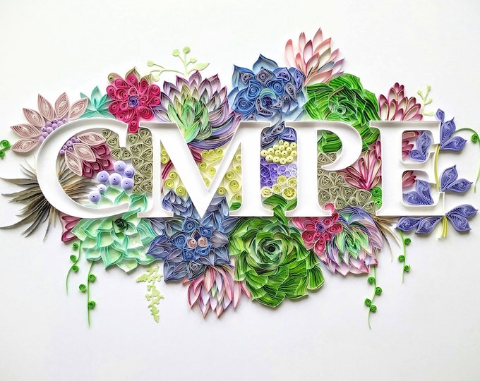 Logo With Succulents, Quilled Floral Lettewrs With Succulents, Paper ...