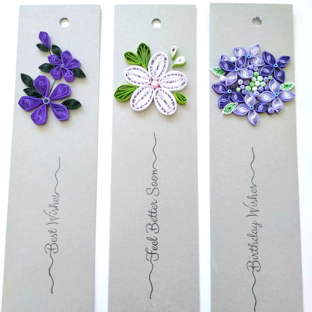 Floral Set of Quilling Bookmarks Paper Flowers on Bookmarks - Etsy