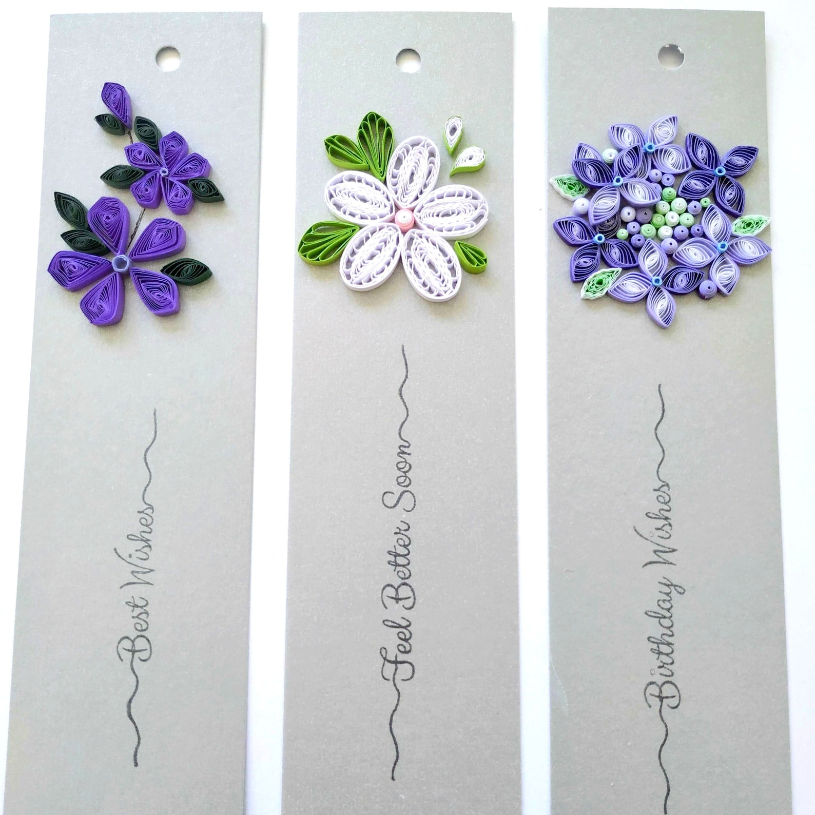 Floral Set of Quilling Bookmarks, Paper Flowers on Bookmarks, Handmade ...