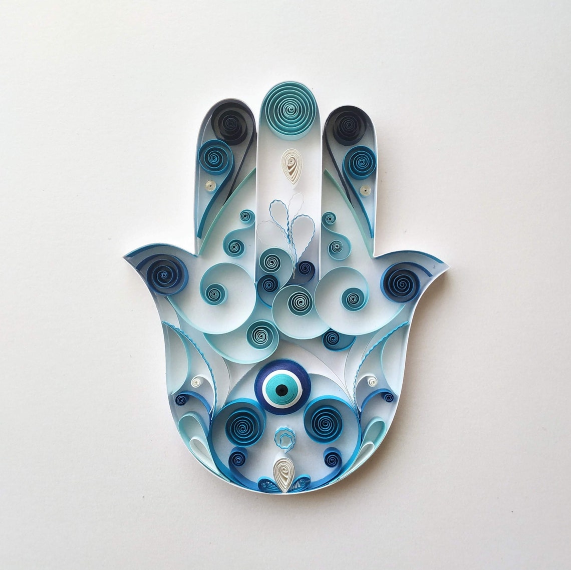 Hamsa Hand Paper Craft, Hand of Fatima, Handmade Quilling Wall Art ...