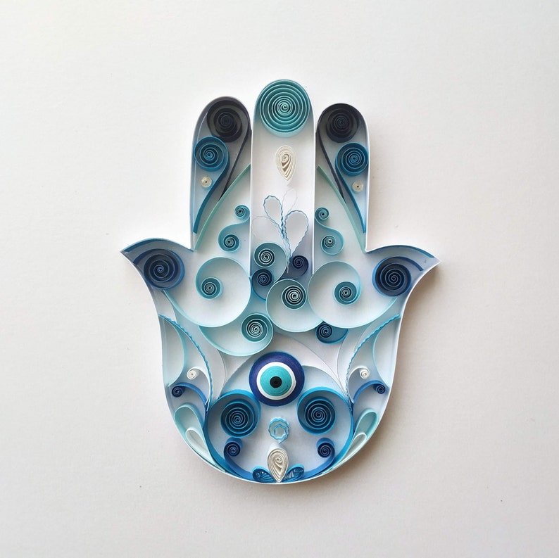 Hamsa Hand Paper Craft, Hand of Fatima, Handmade Quilling Wall Art ...