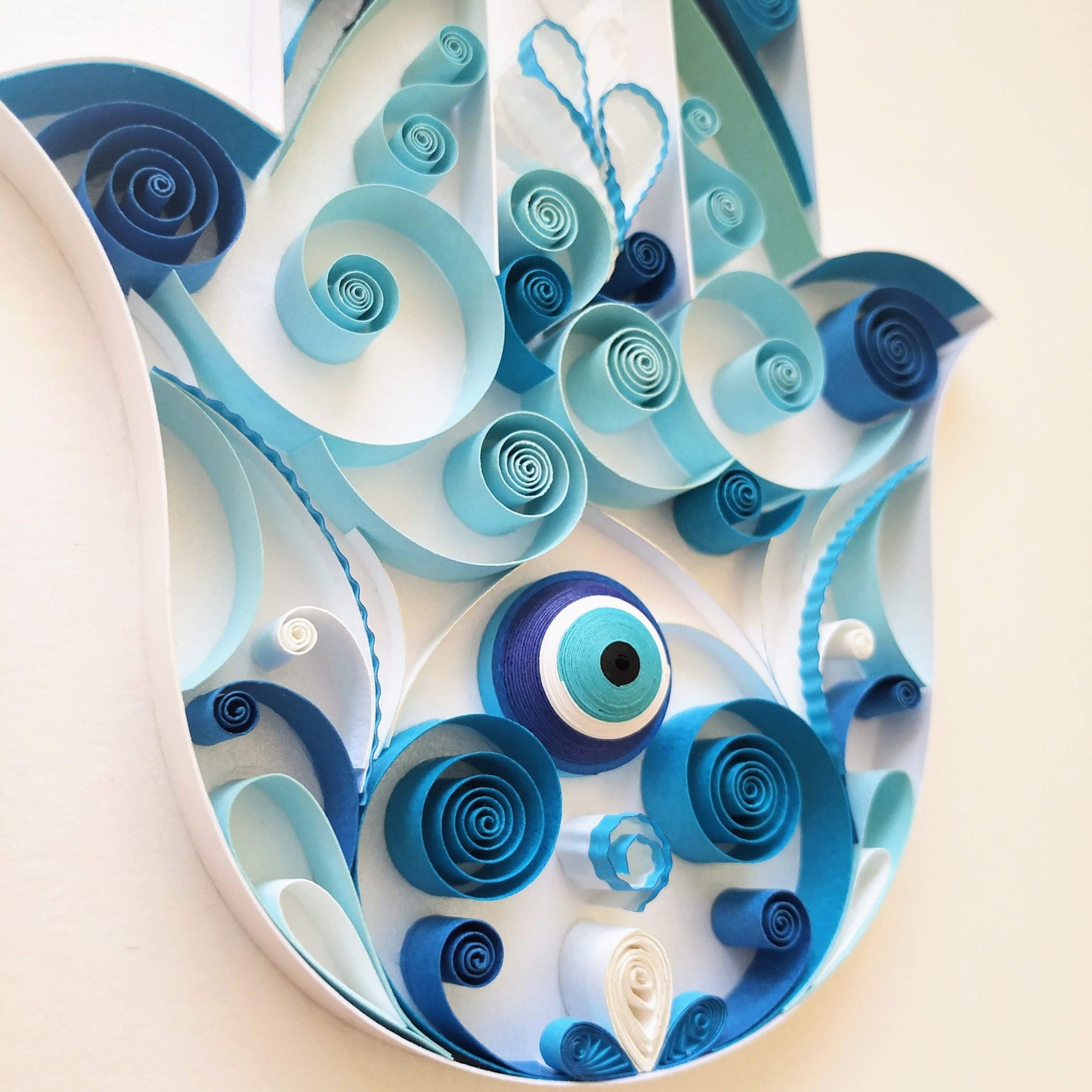 Hamsa Hand Paper Craft, Hand of Fatima, Handmade Quilling Wall Art ...