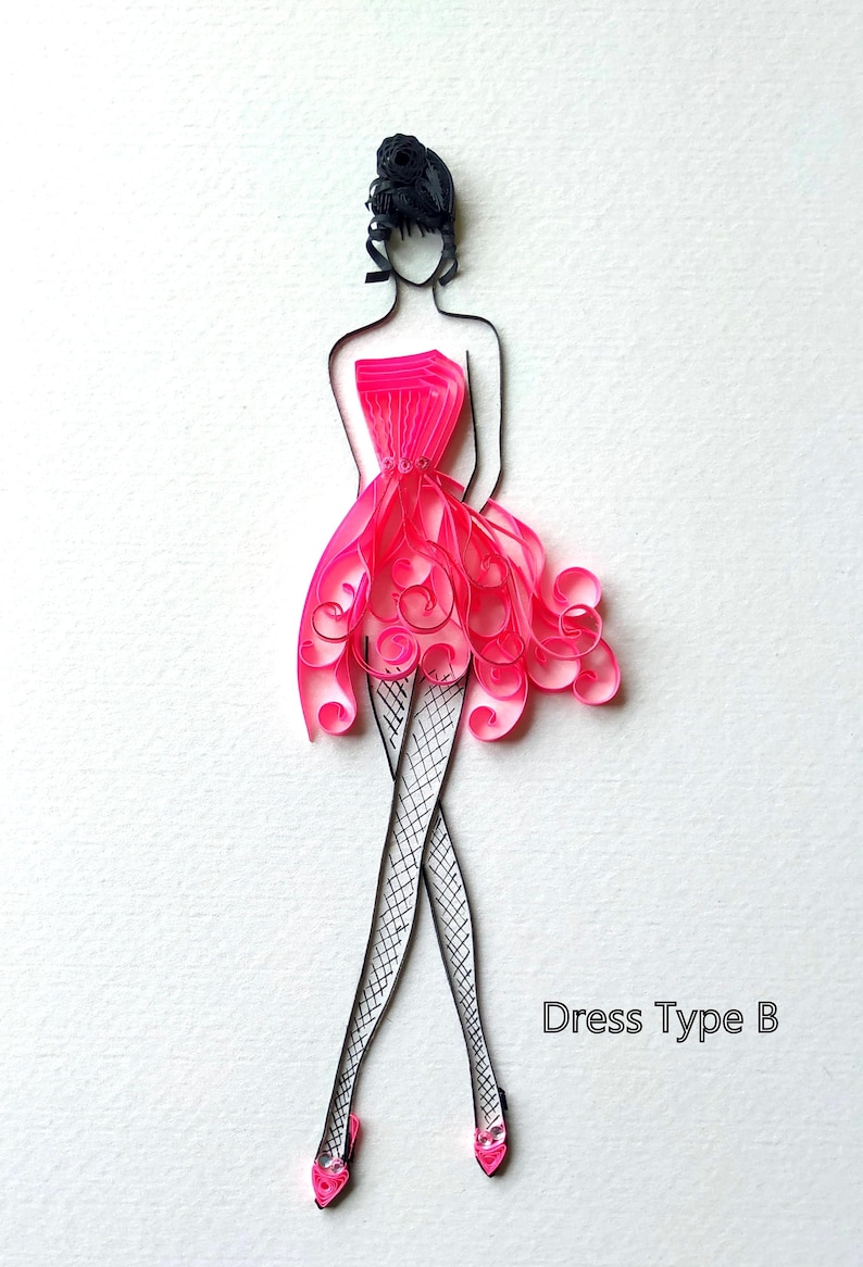 Quilling Art Dress Decor: Elegant Woman in Red (9x6 Inches) - Etsy