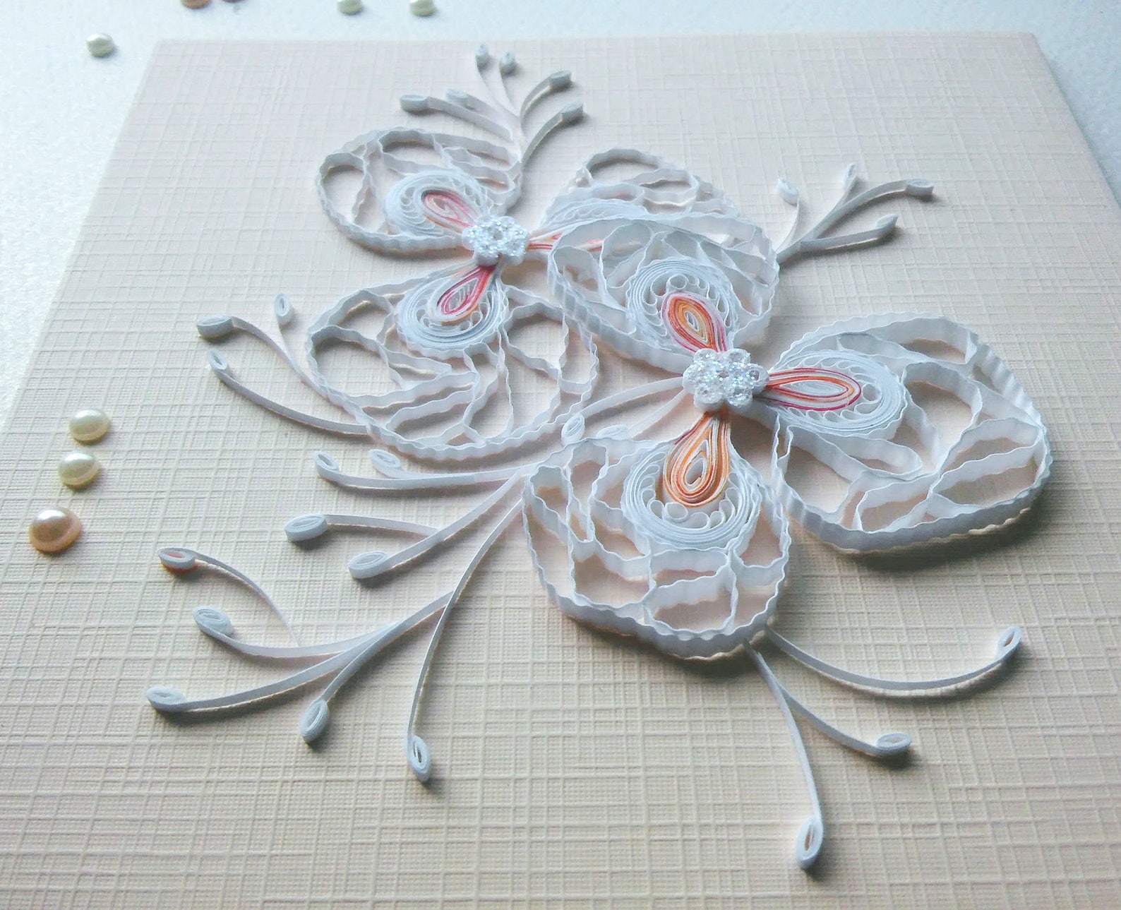 Quilling Card Quilled Wedding Card Wedding Peach Card - Etsy