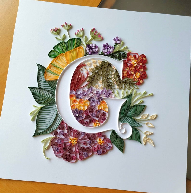 Floral Quilled Letter G: Handmade Paper Art, Framed Initial - Etsy