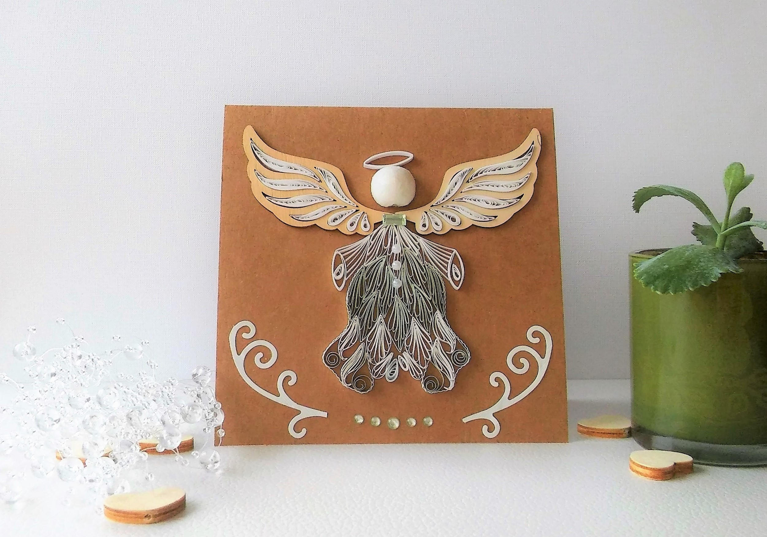 Christmas Angel Card, Handmade Seasonal Quilling, Angel's Wings, Angel ...