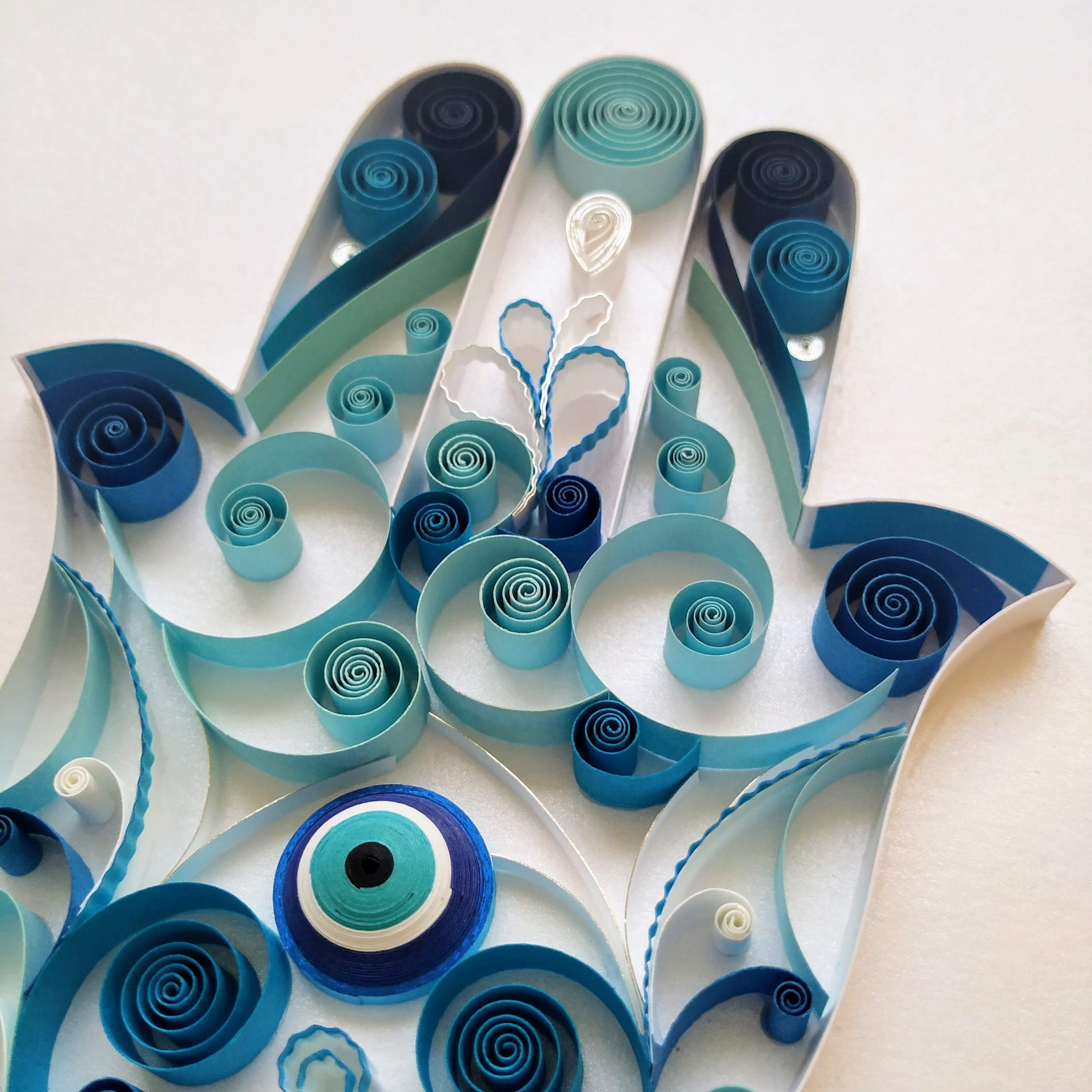 Hamsa Hand Paper Craft, Hand of Fatima, Handmade Quilling Wall Art ...