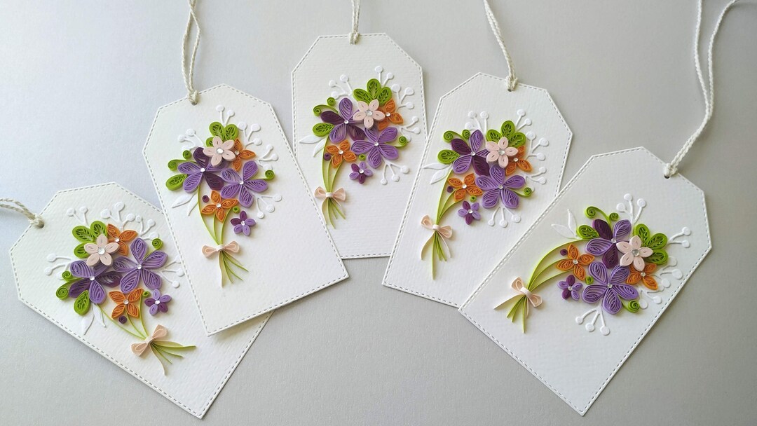 Handmade Quilled Floral Gift Tags: Paper Filigree Set - Etsy