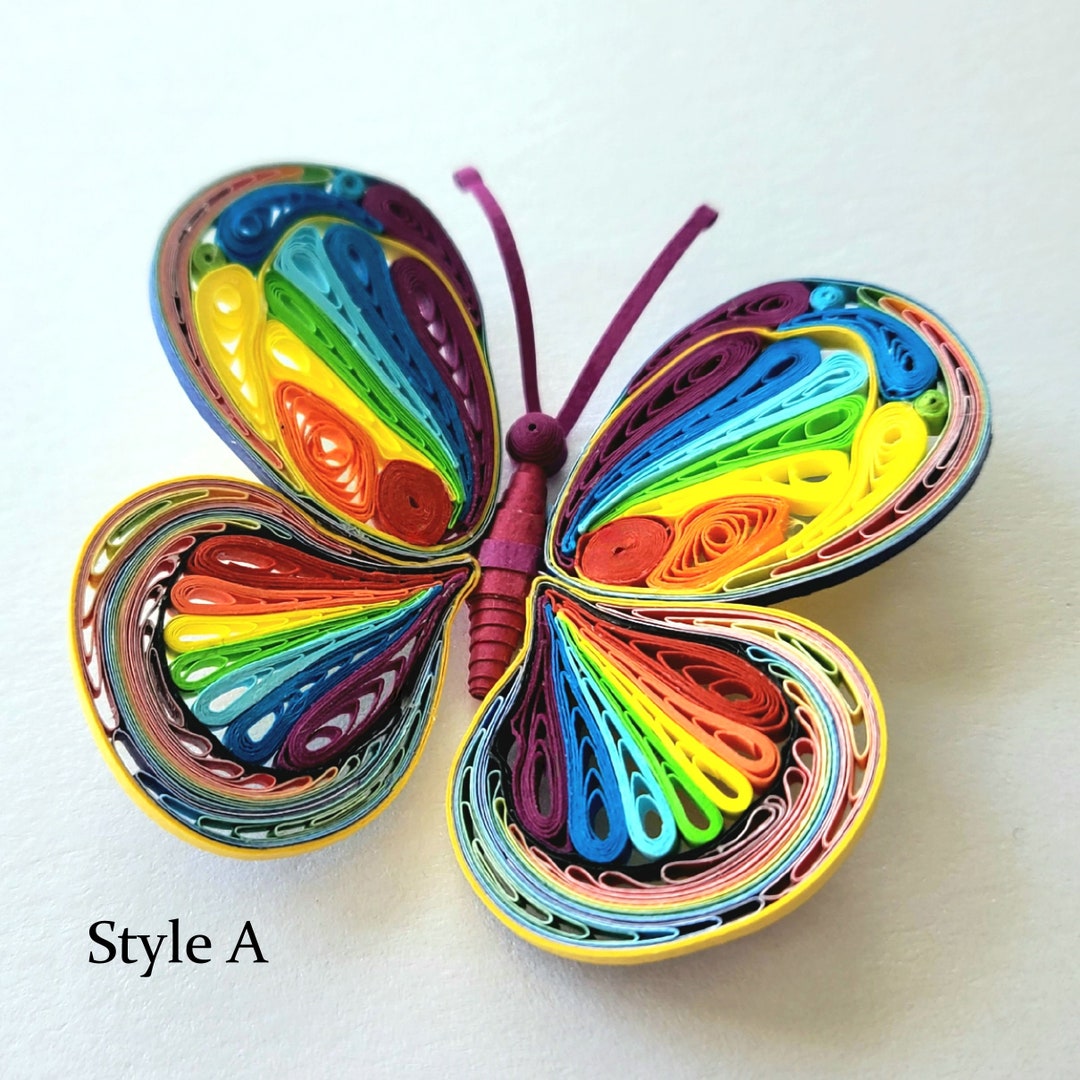 Rainbow Paper Quilled Butterflies, Paper Quilling Art Decoration, Paper ...